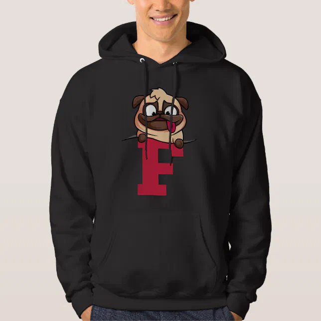 Cute Pug alphabet, letter f, dog alphabet Classic Hoodie | Zazzle