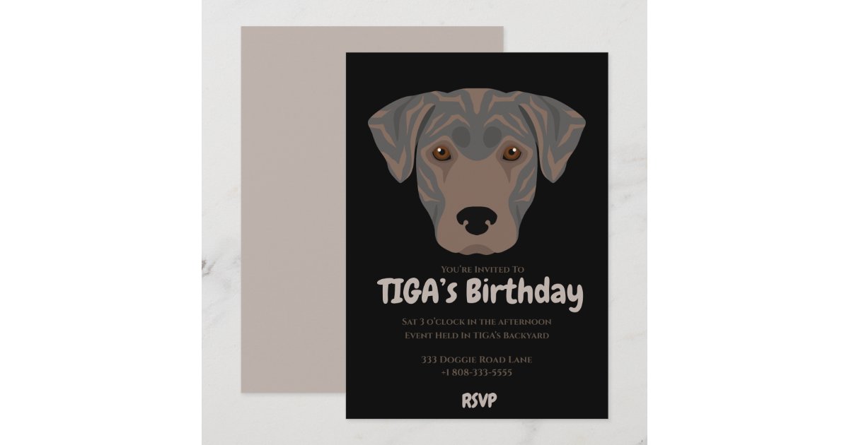 Cute puppy dog TIGA’s party Invitation | Zazzle