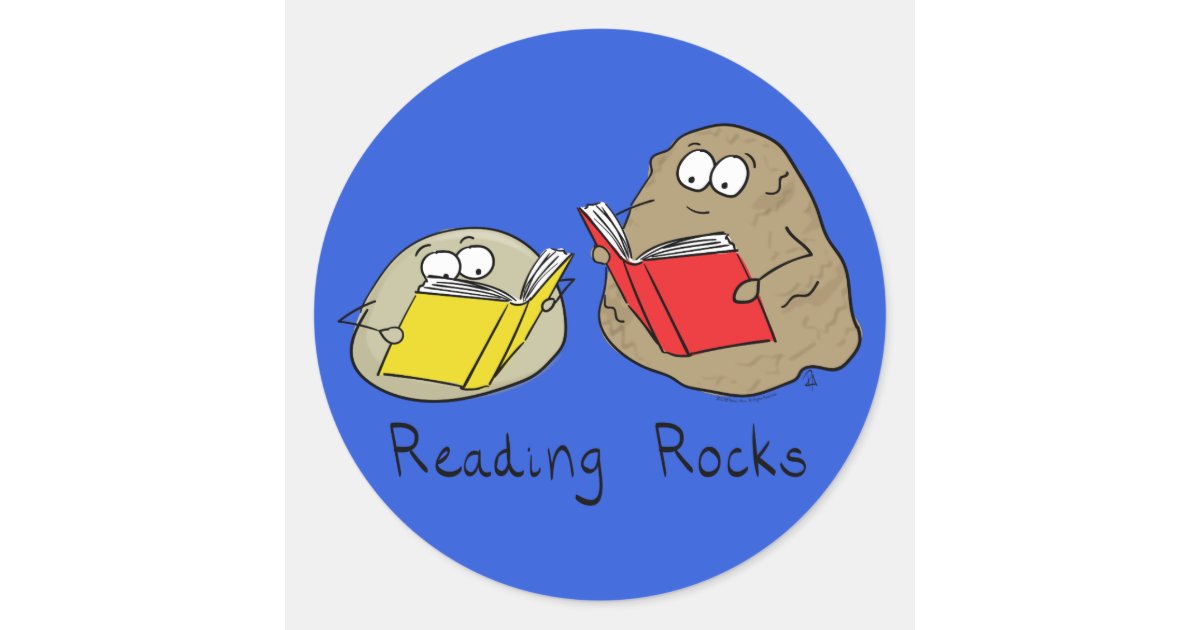 Cute Reading Books Library Kids Cartoon Classic Round Sticker | Zazzle