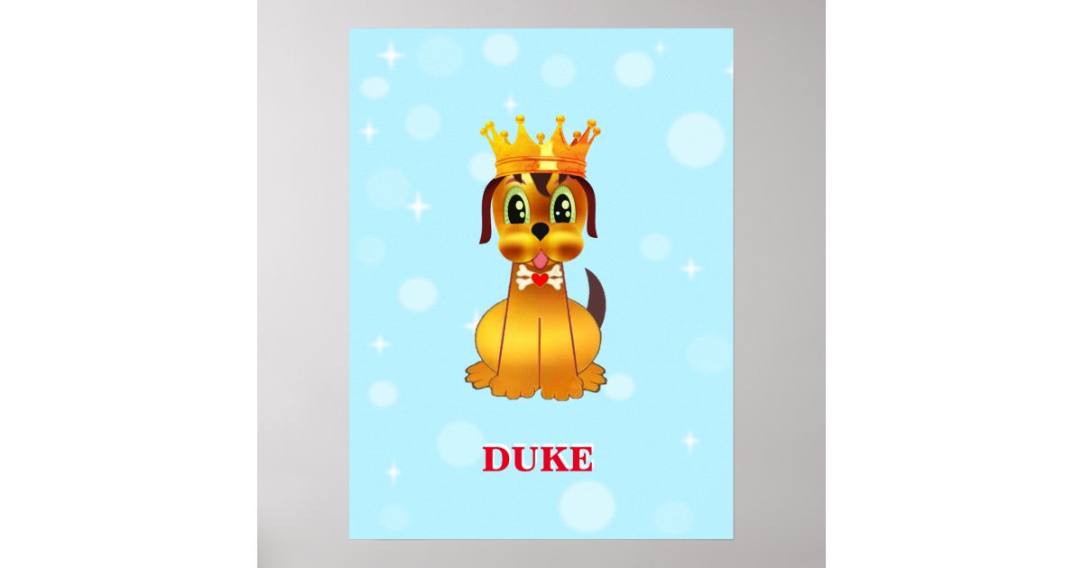 Cute Royal Puppy Dog Cartoon Poster | Zazzle