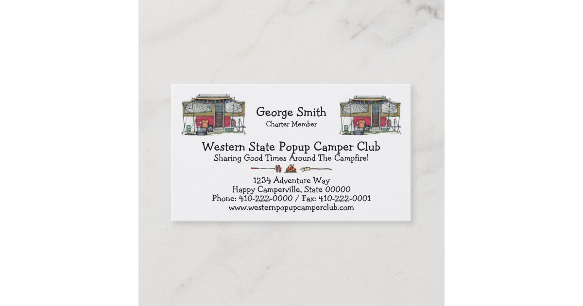 Cute RV Vintage Popup Camper Travel Trailer Business Card | Zazzle