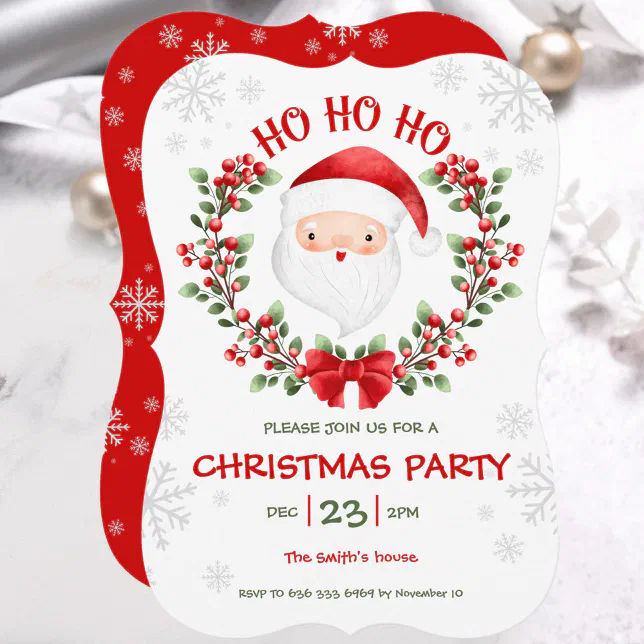 Cute Santa Claus Christmas Party Invitation | Zazzle