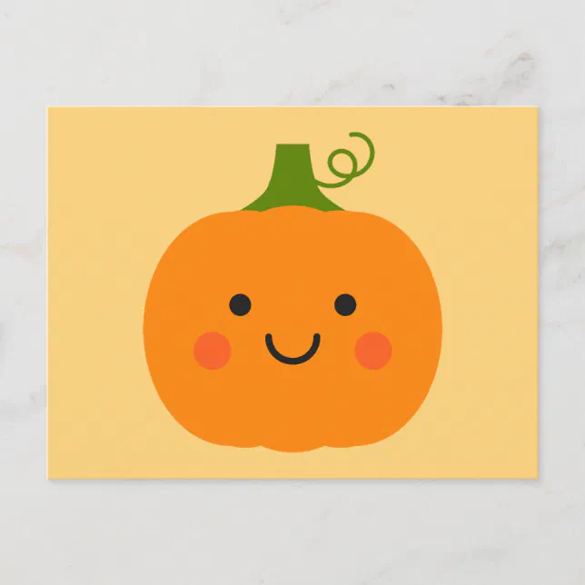 Cute smiling pumpkin illustration postcard | Zazzle