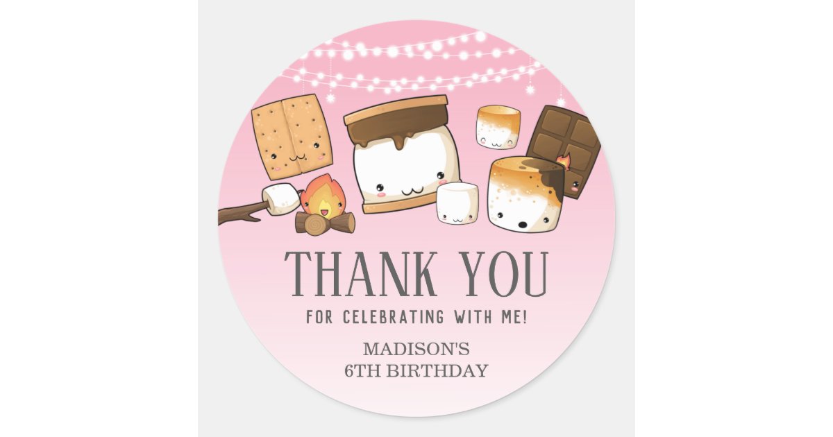 Cute S'mores Smore Birthday Party Thank You Favour Classic Round ...