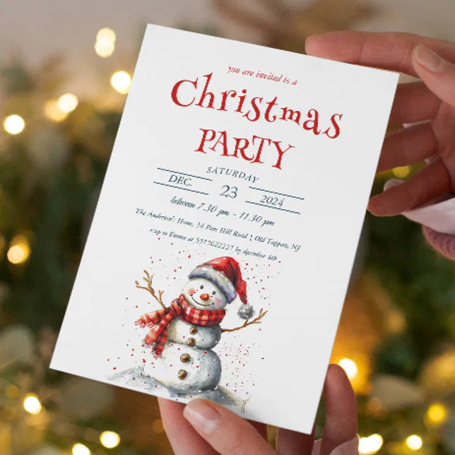 Cute Snowman Christmas Party Invitation | Zazzle
