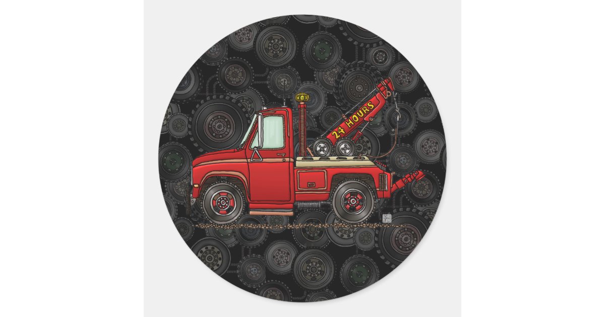 Cute Tow Truck Wrecker Classic Round Sticker | Zazzle