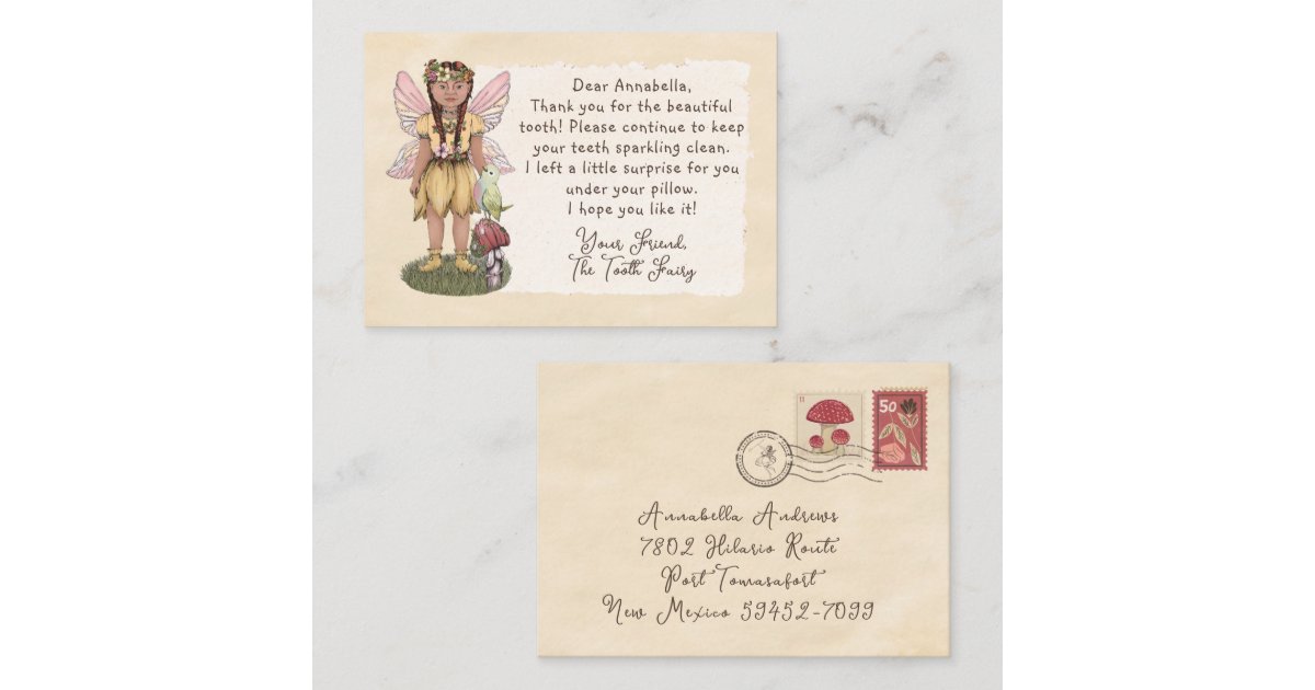 Cute Vintage Tooth Fairy Letter First Tooth Card | Zazzle