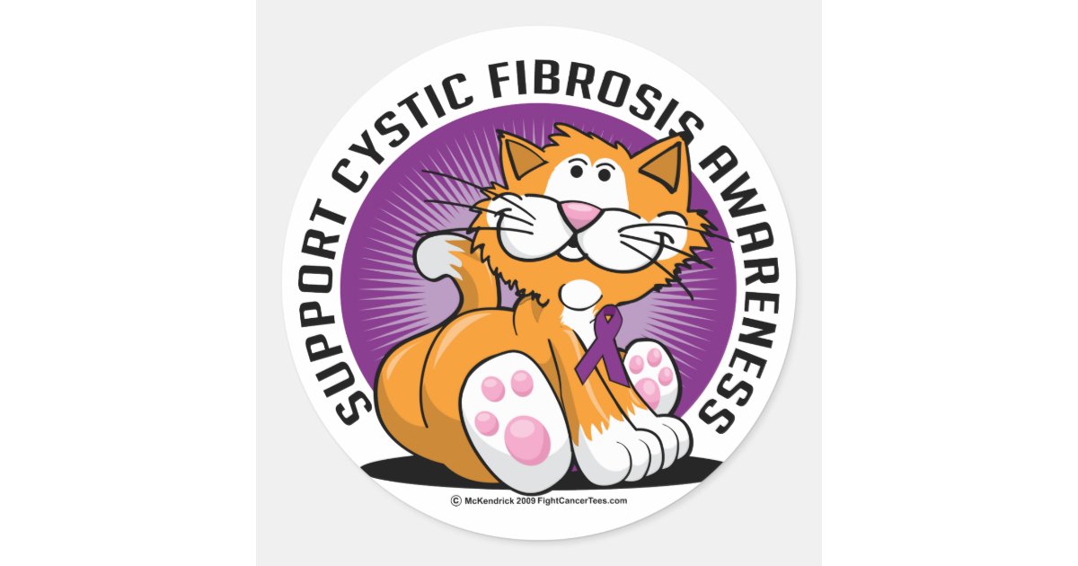 Cystic Fibrosis Cat Classic Round Sticker | Zazzle