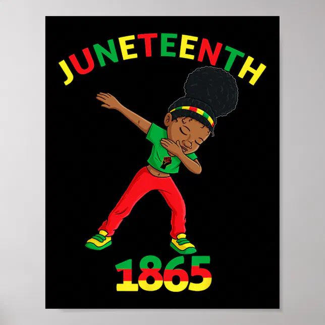 Dabbing Black Princess Juneteenth 1865 Brown Skin Poster | Zazzle