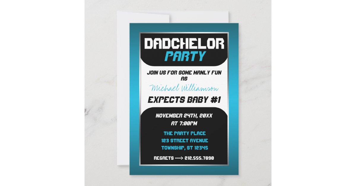 Dadchelor Party - Blue & Black Invitations | Zazzle