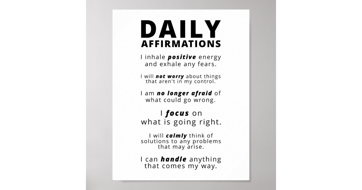 Daily Affirmations | Inspirational Quote Poster | Zazzle