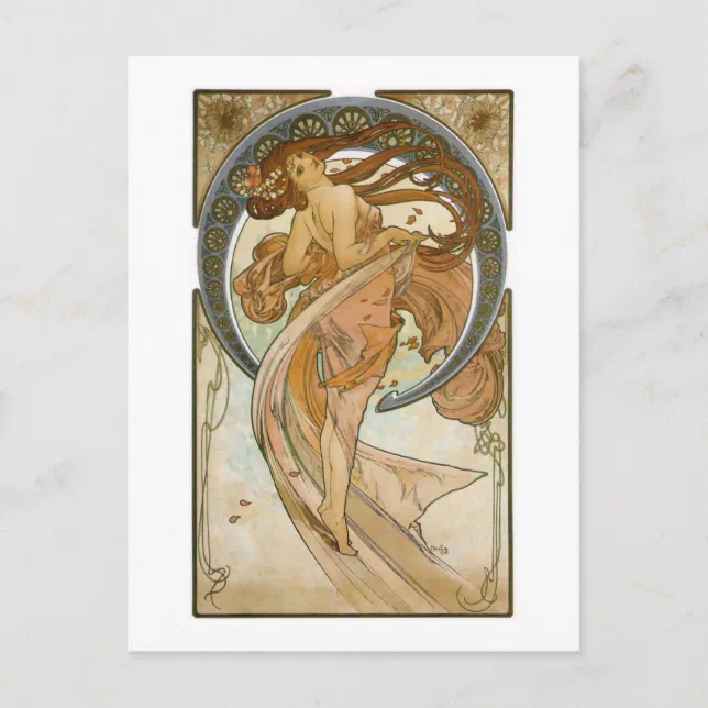Dance (1898), Alphonse Mucha Fine Art Nouveau Postcard | Zazzle