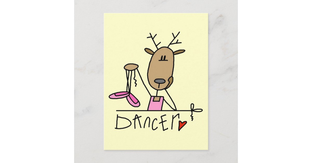 Dancer Reindeer Tshirts and Gifts Postcard | Zazzle