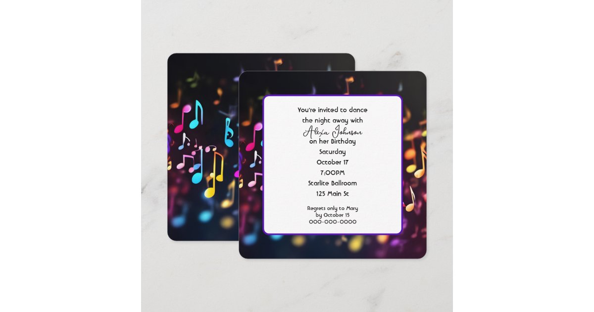 Dancing Music Notes Birthday Party Invitation | Zazzle