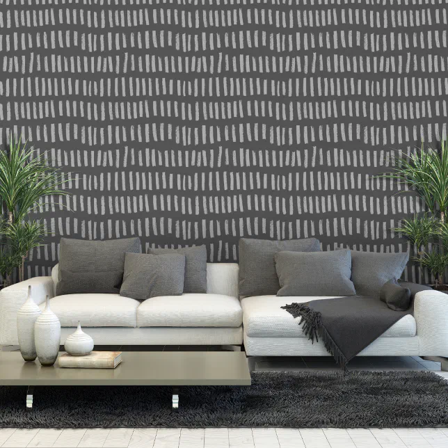 Dash Lines Vertical Grey Wallpaper | Zazzle
