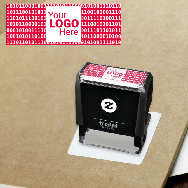 Data Security Machine Code Background & your Logo Self-inking Stamp ...