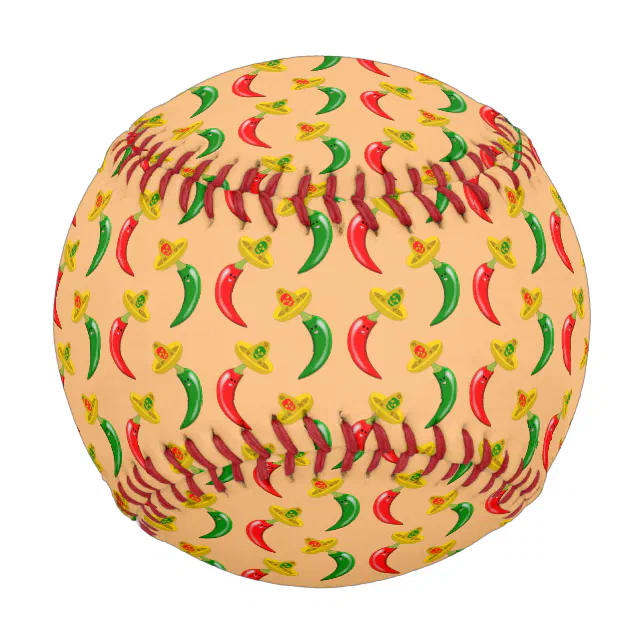Day of the Dead Mexican Chilis Patterned Baseball | Zazzle