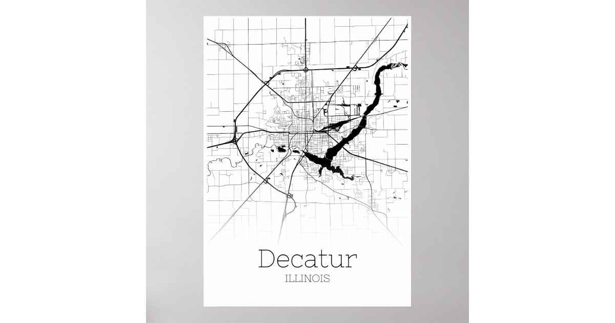Decatur Map - Illinois - City Map Poster | Zazzle