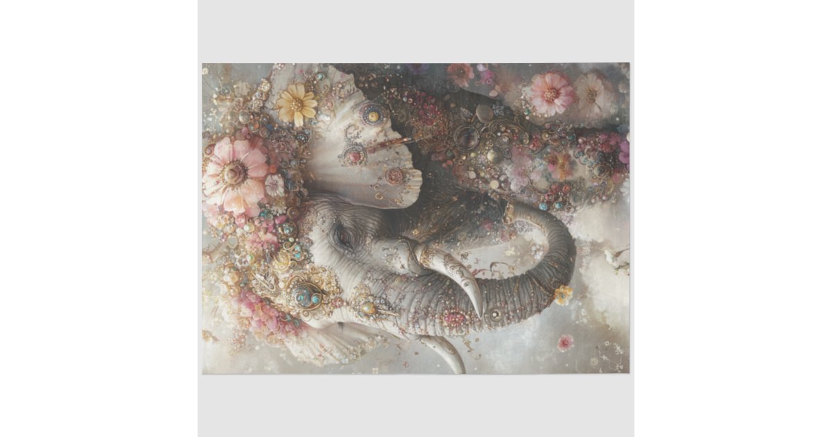 Decoupage Digital Elephant Fantasy & Beauty Tissue Paper | Zazzle