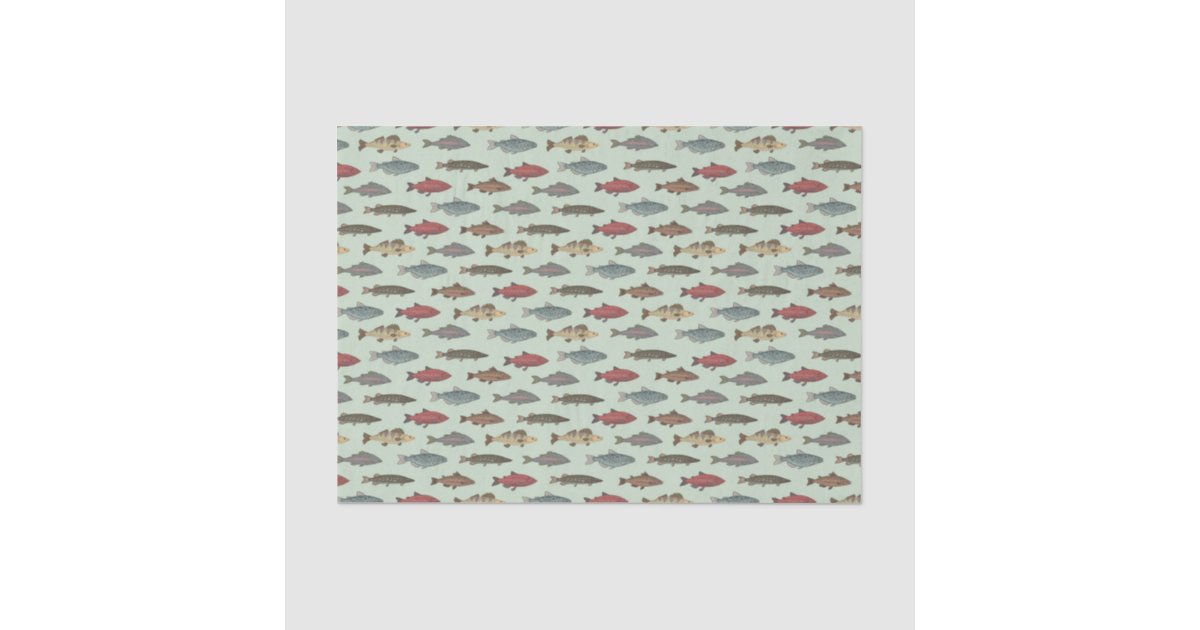 Decoupage Fish Fishing Green Birthday Party Tissue Paper | Zazzle