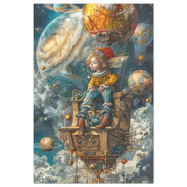 Decoupage Hot Air Balloon Cosmic Voyager Tissue Paper | Zazzle