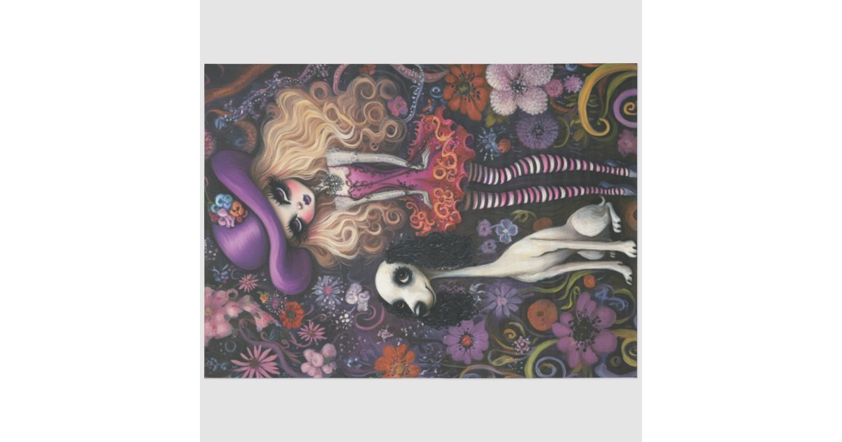 Decoupage Whimsical Gothic Girl Standard Poodle Tissue Paper | Zazzle