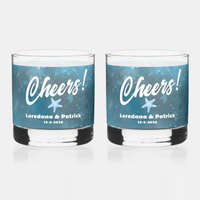 Deep Blue Sea Wedding Whiskey Glass | Zazzle
