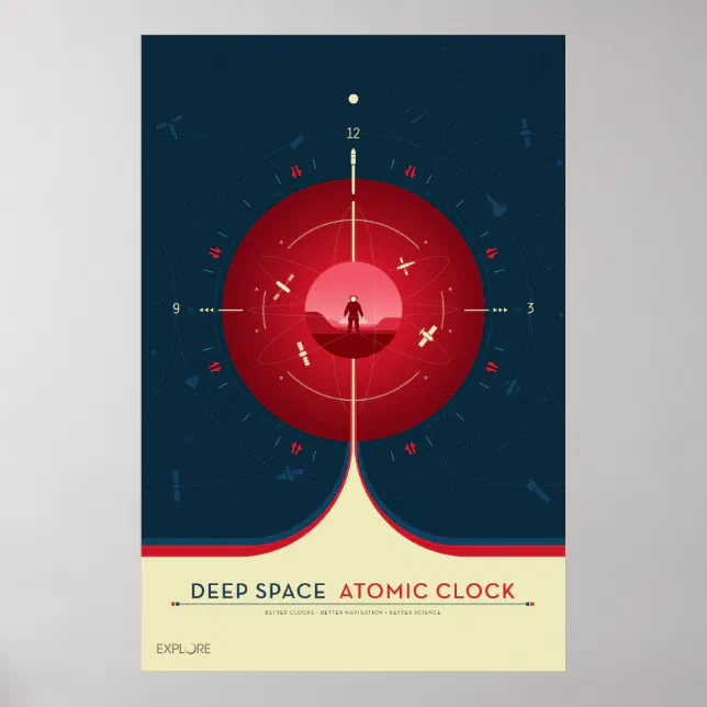 Deep Space Atomic Clock Poster, Red Version. Poster | Zazzle