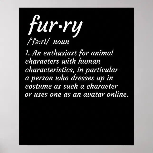Definition Furry Fandom Furries Design Cosplay Poster | Zazzle