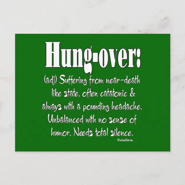 Definition Hung-over Postcard | Zazzle