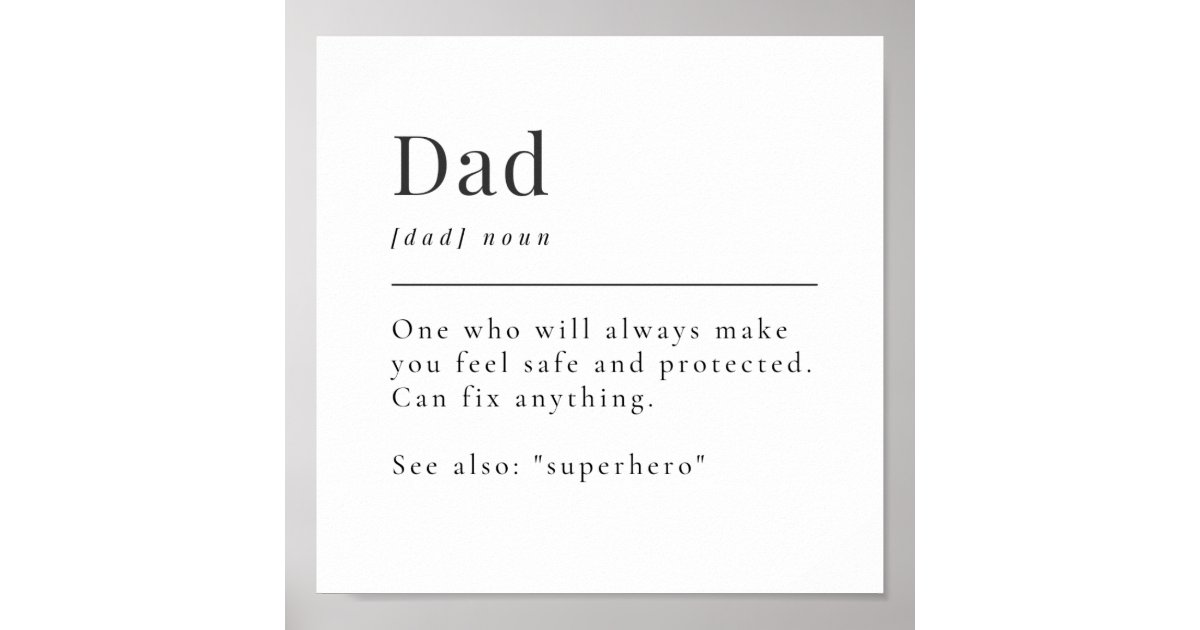 Definition Of Dad Poster | Zazzle