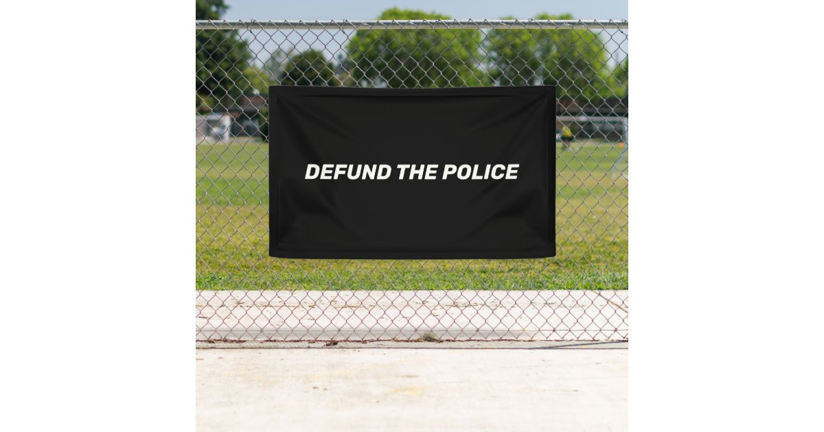 Defund The Police black white typography modern Banner | Zazzle