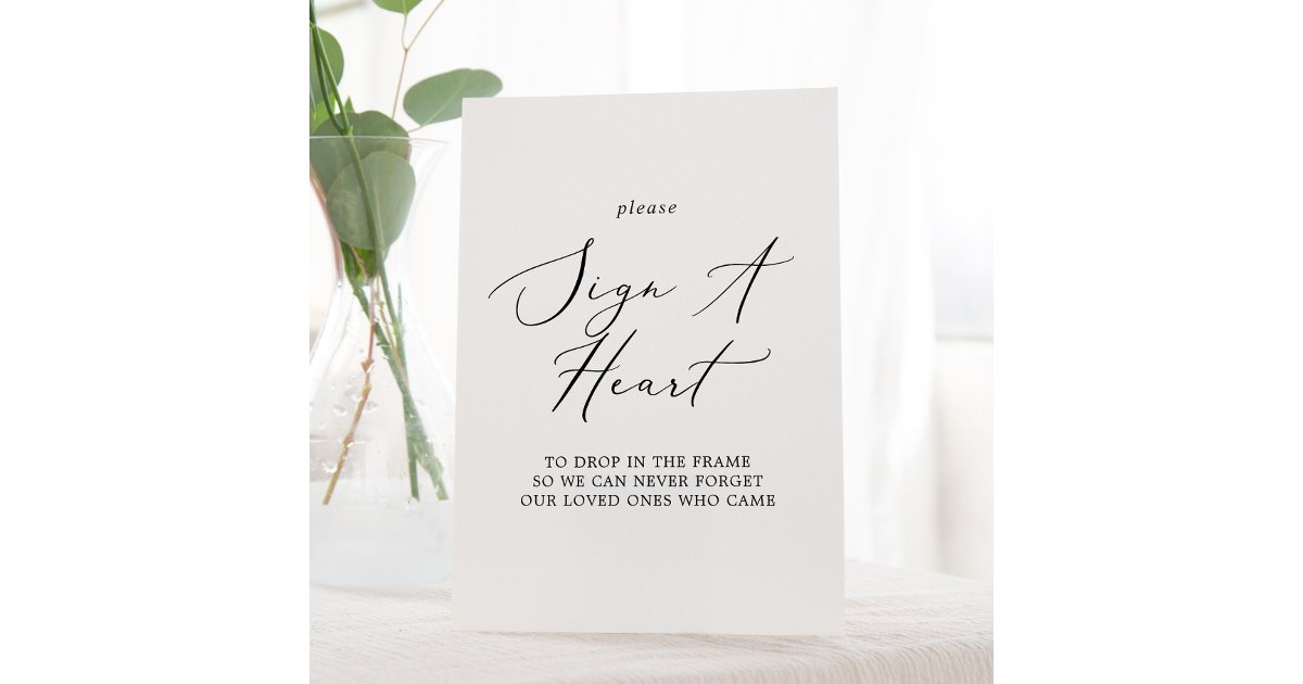 Delicate Black Calligraphy Sign a Heart Sign | Zazzle
