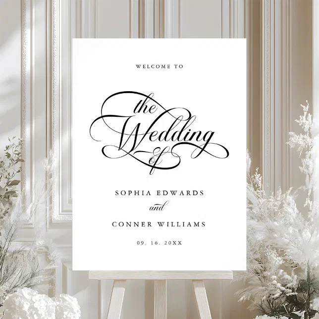 Delicate Elegant Script Wedding Welcome Sign | Zazzle