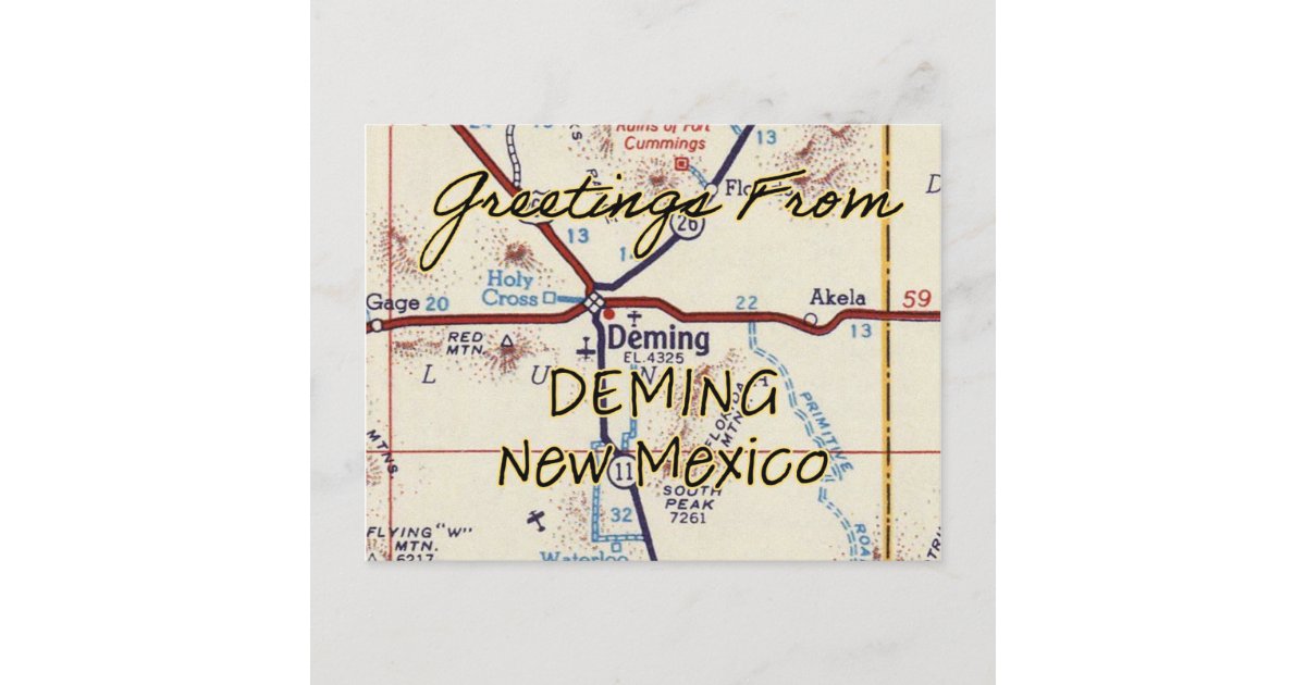 Deming NM Vintage Map Postcard | Zazzle
