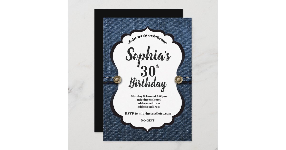 Denim Invitation , birthday party | Zazzle