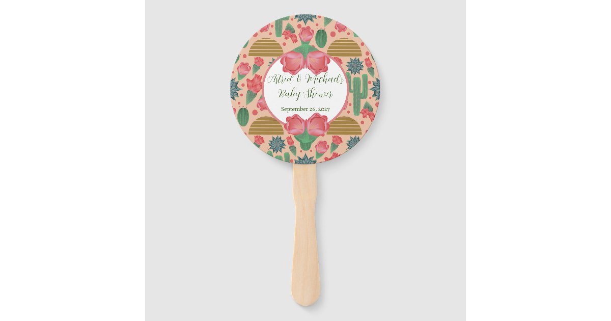 Desert Blush Pink Floral Baby Shower Decoration Hand Fan | Zazzle