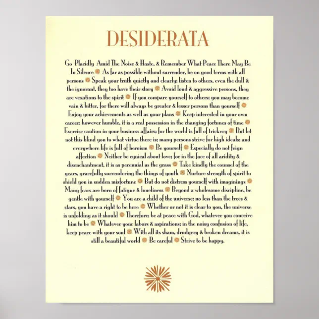 DESIDERATA POSTER | Zazzle