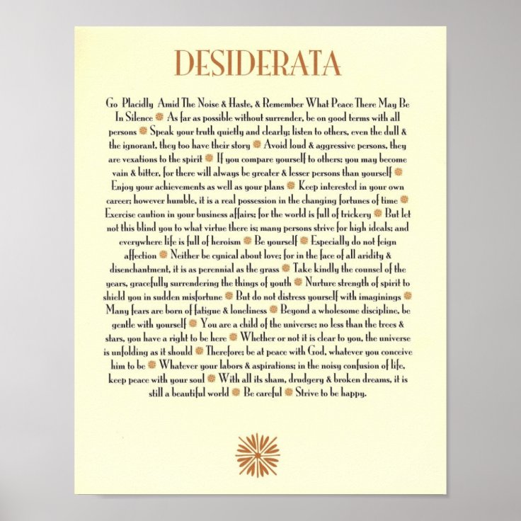 DESIDERATA POSTER | Zazzle