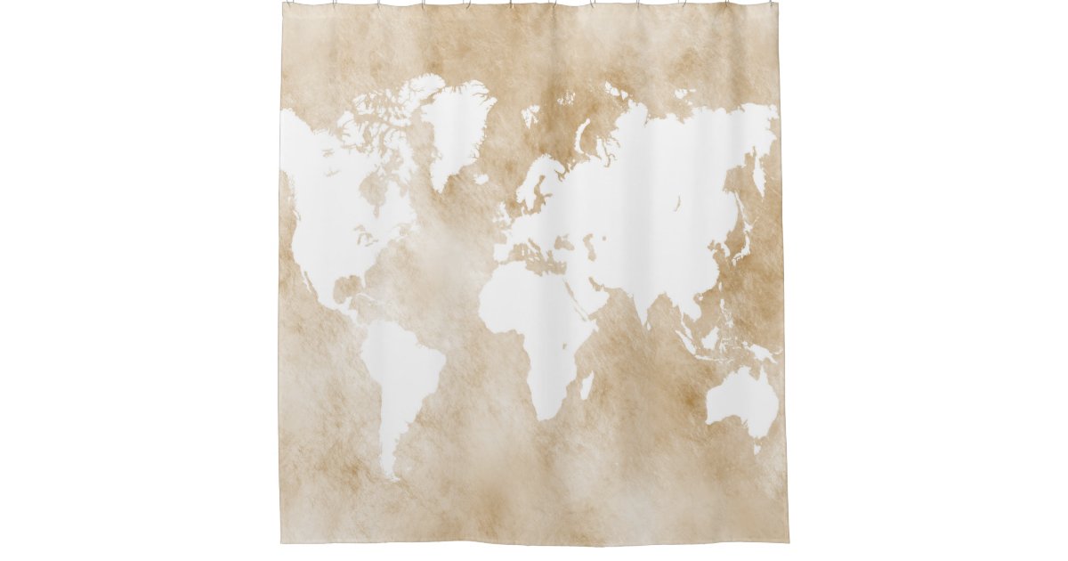 Design 82 tan world map shower curtain | Zazzle