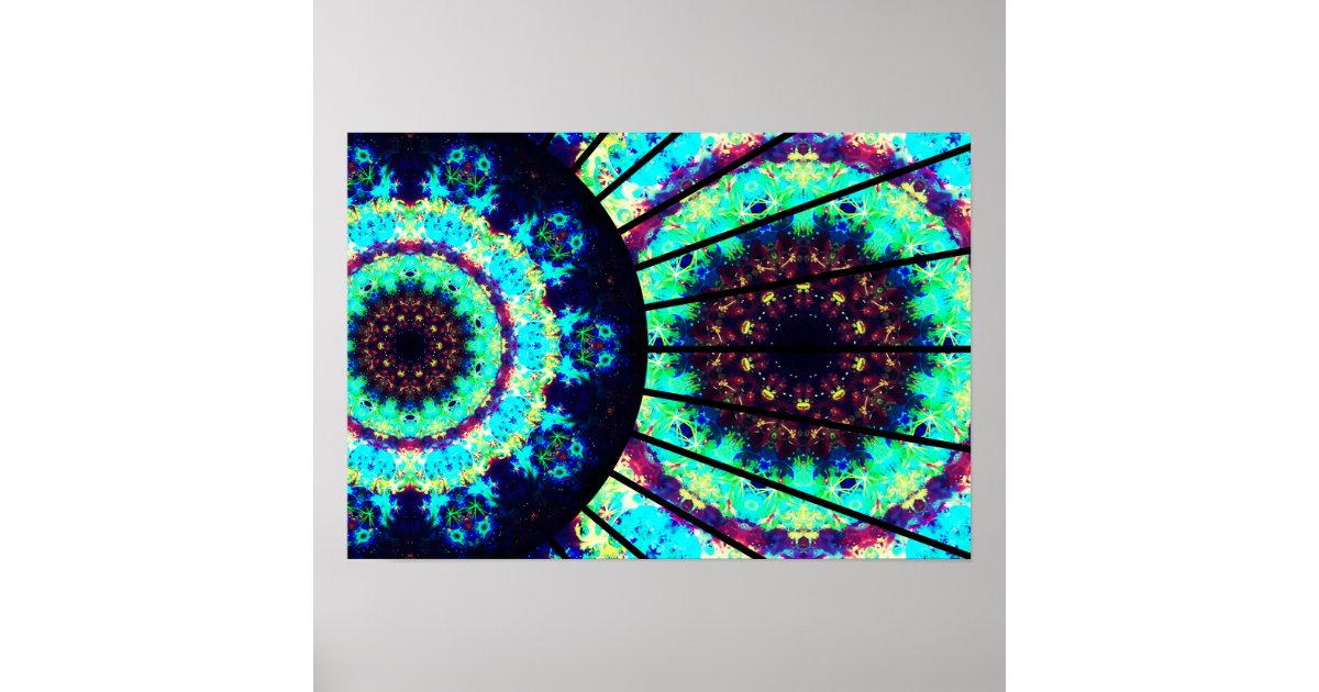 Detailed Fluorescent Cell Mandala Poster | Zazzle