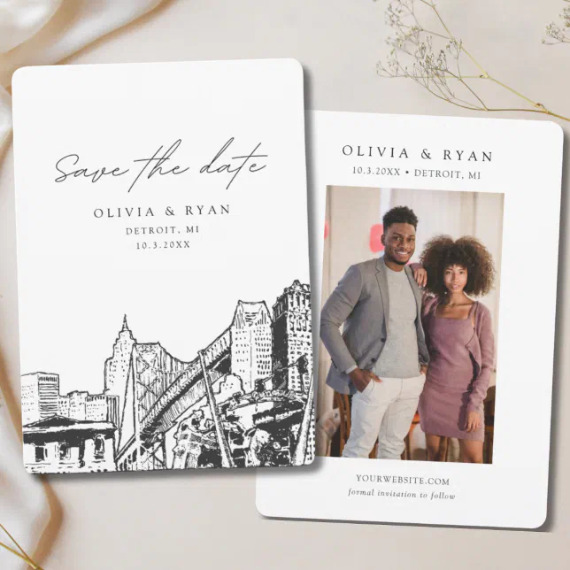 Detroit Wedding Save the Date Downtown Wedding Invitation | Zazzle