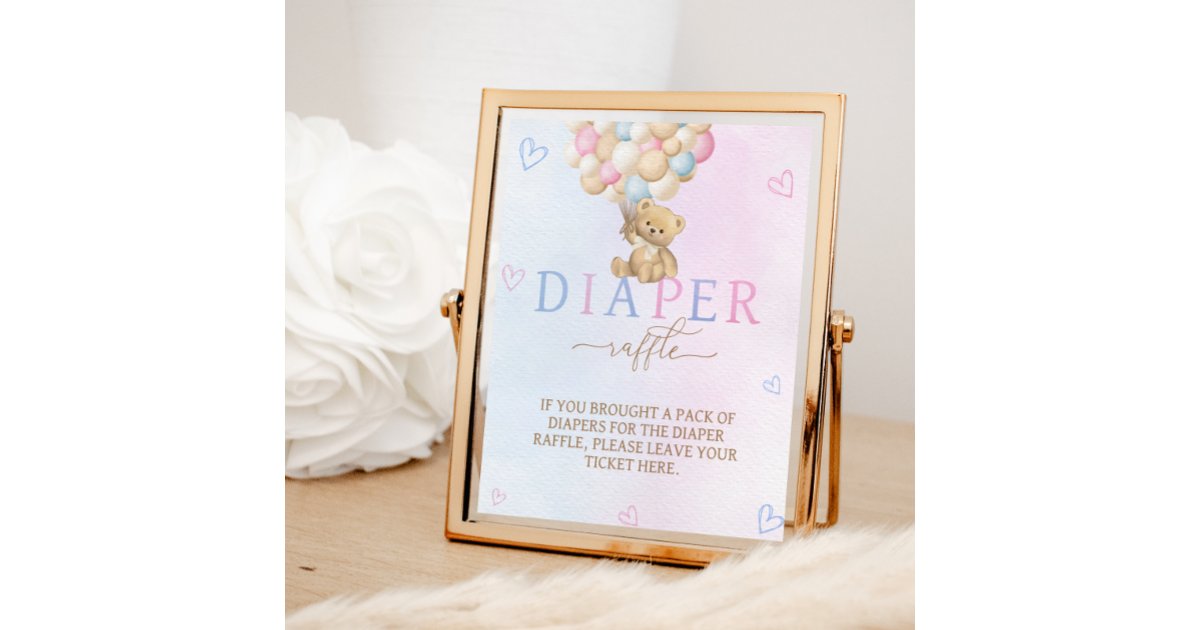 Diaper Raffle Game Sign Gender Reveal Baby Shower | Zazzle