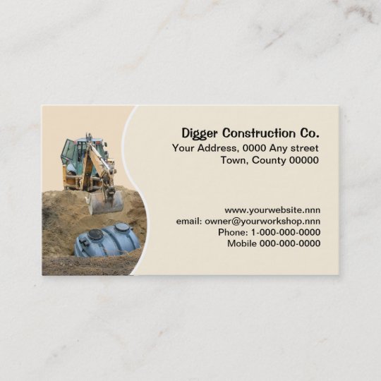 Digger installing septic tank business card | Zazzle.com.au