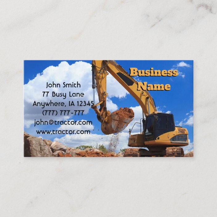 Digging Excavator Business Card | Zazzle.com.au