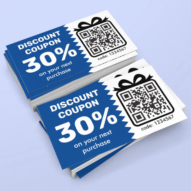 Digital Discount Coupon With QR Code Logo Blue | Zazzle
