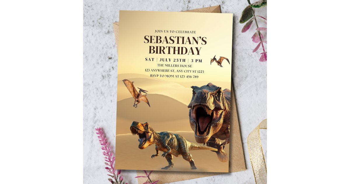 Dinosaur Birthday Invitation, T Rex Dino Birthday Invitation | Zazzle