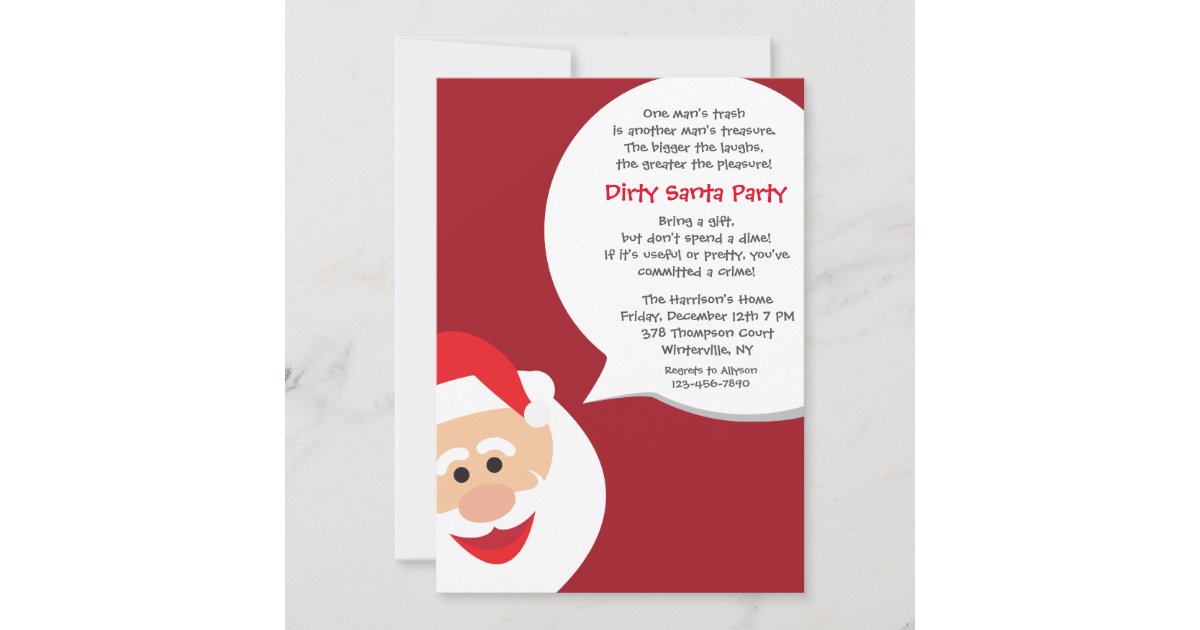 Dirty Santa Christmas Party Invitation | Zazzle