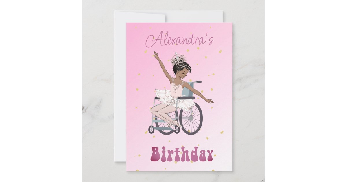 Disability Ballerina African American Girls Birth Invitation | Zazzle