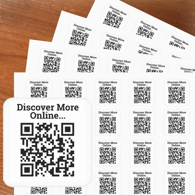 Discover More Online QR Code Design Square Sticker | Zazzle